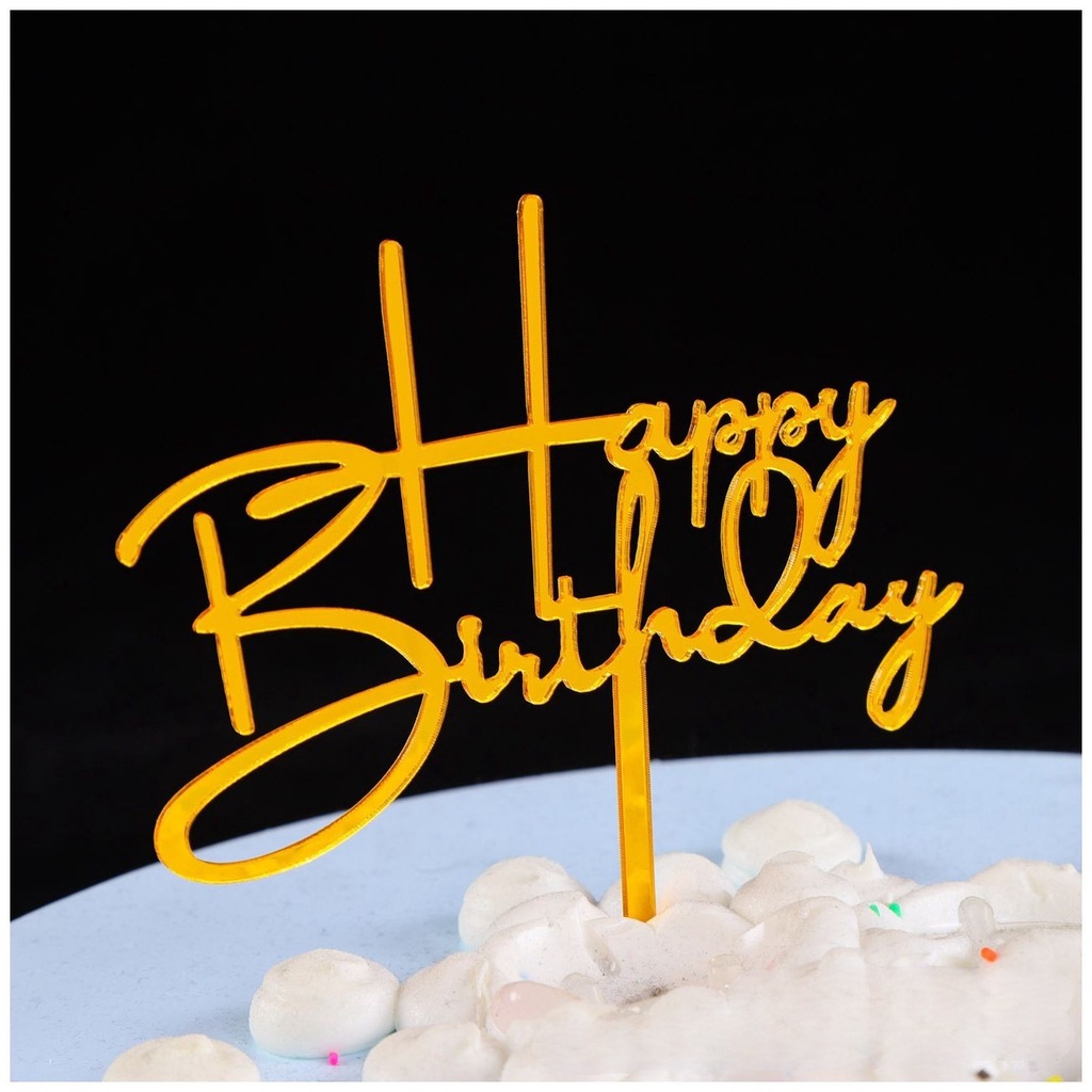 Happy Birthday Topper Acrylic Cake Topper Birthday Party Decorations ...