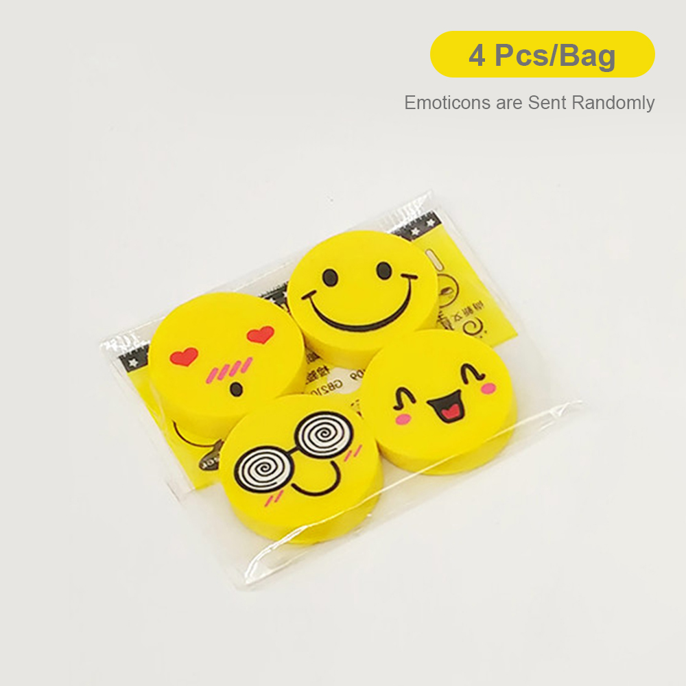 Kissdora Smiley Eraser Smiley Emoji Eraser School Supplies ( 4pcs mini ...