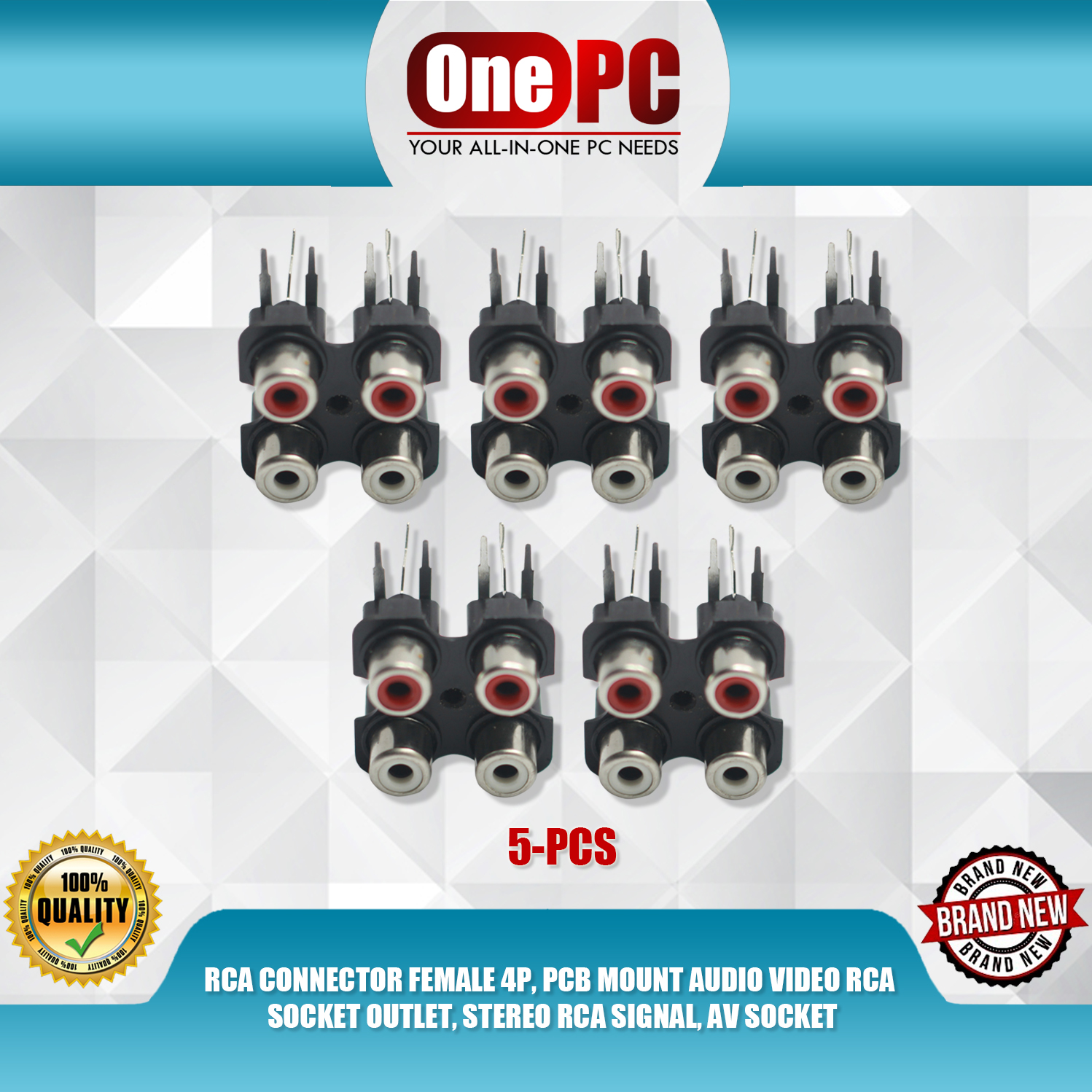 RCA CONNECTOR FEMALE 4P, PCB MOUNT AUDIO VIDEO RCA SOCKET OUTLET ...