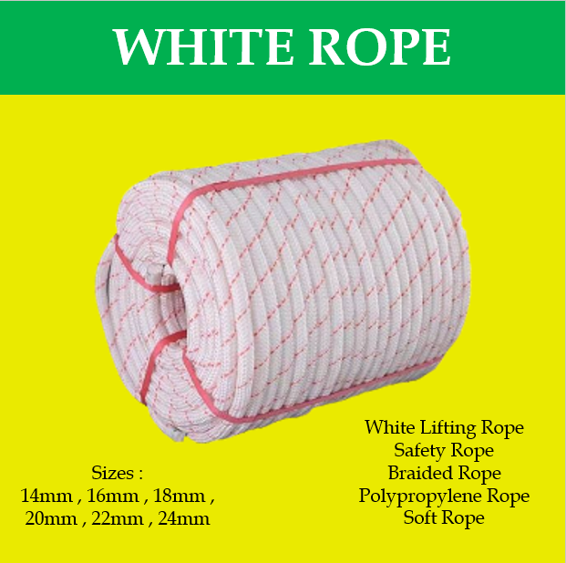 MAGO 1roll 100m 4mm- 24mm White Lifting Rope Safety Rope, Braided Rope ...