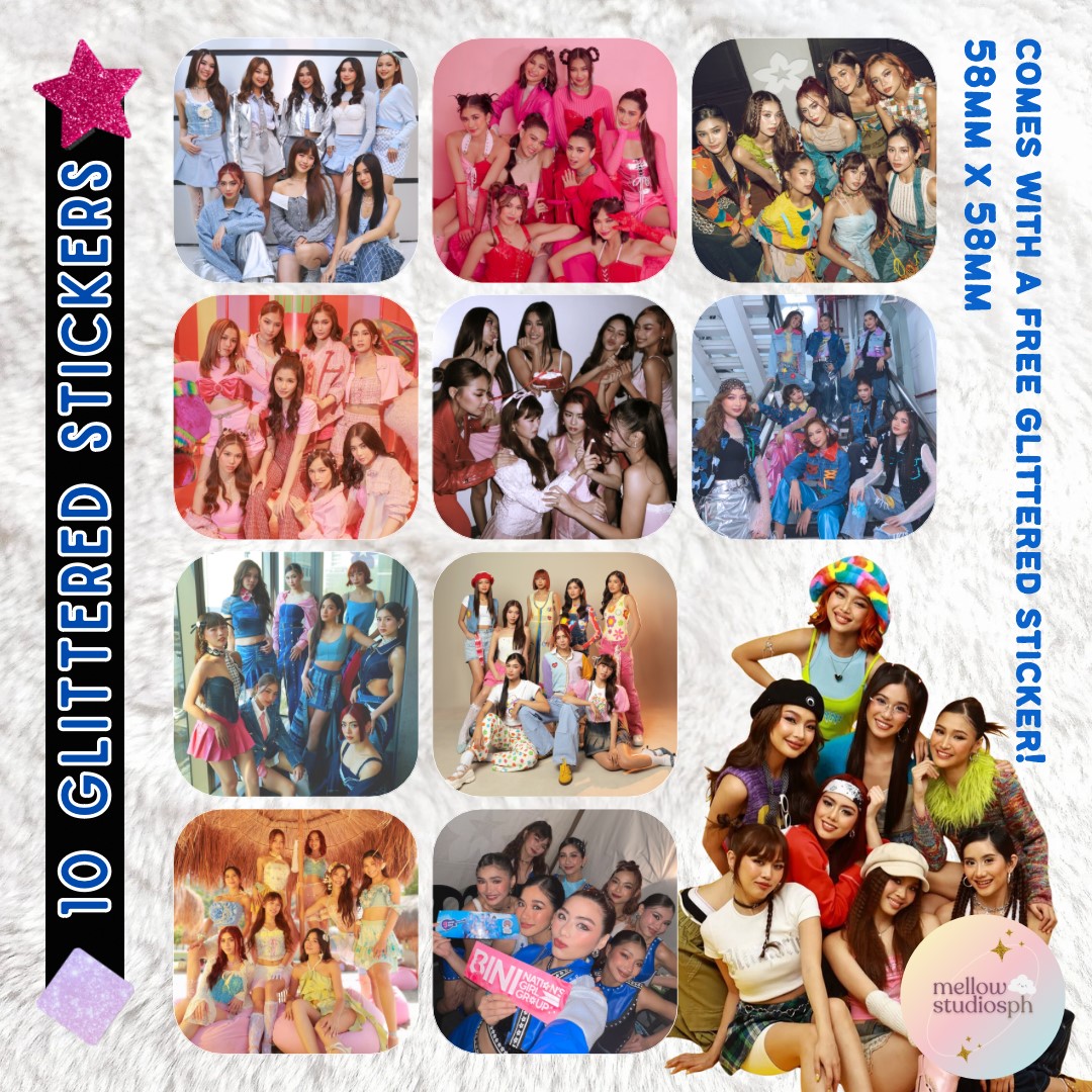 BINI Glittered Photocards and Stickers (Biniverse Jhoanna Aiah Colet Maloi Gwen Stacey Mikha ...