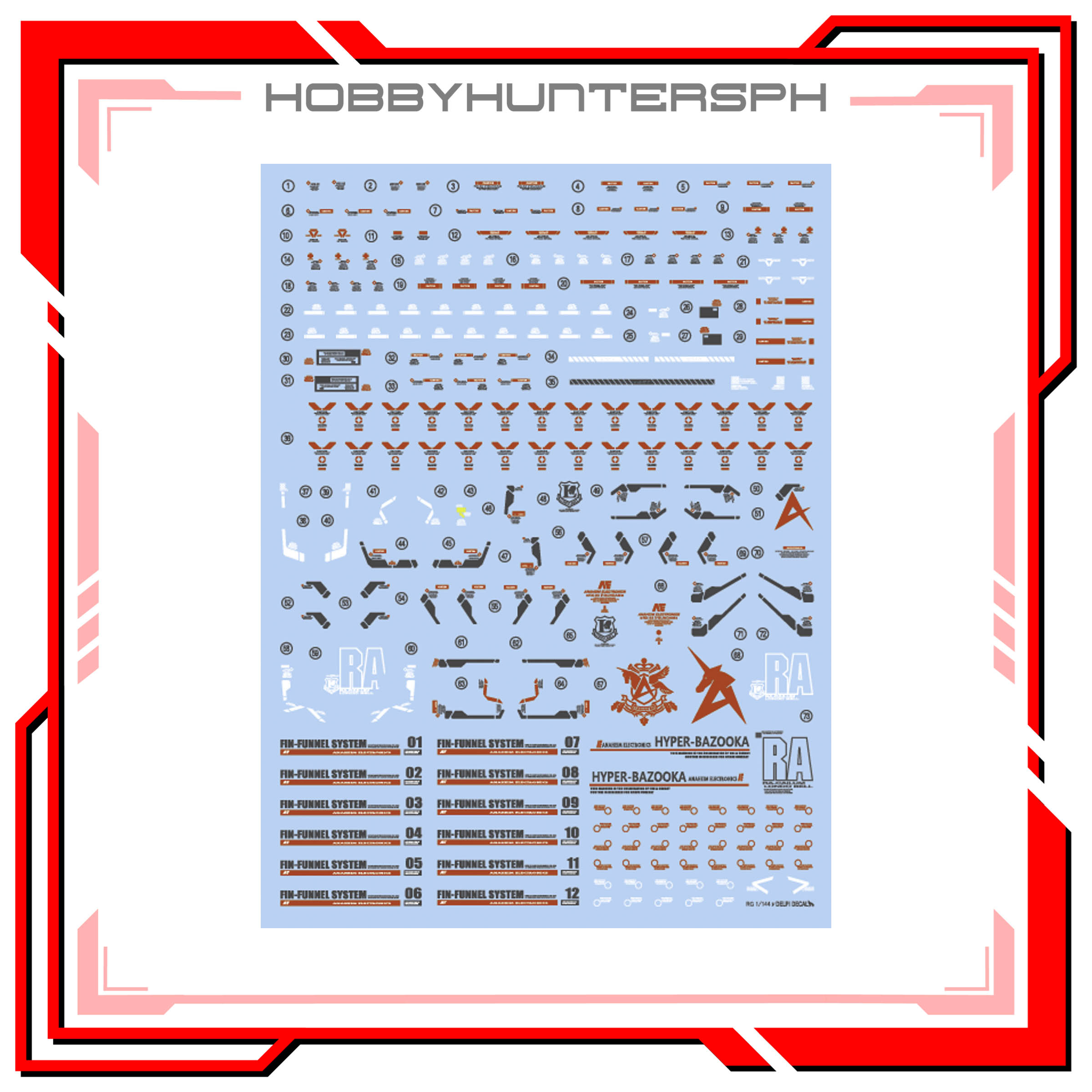 Delpi Decal: RG RX-93 Nu Gundam ( Regular, Holo, HWS, HWS Holo ...