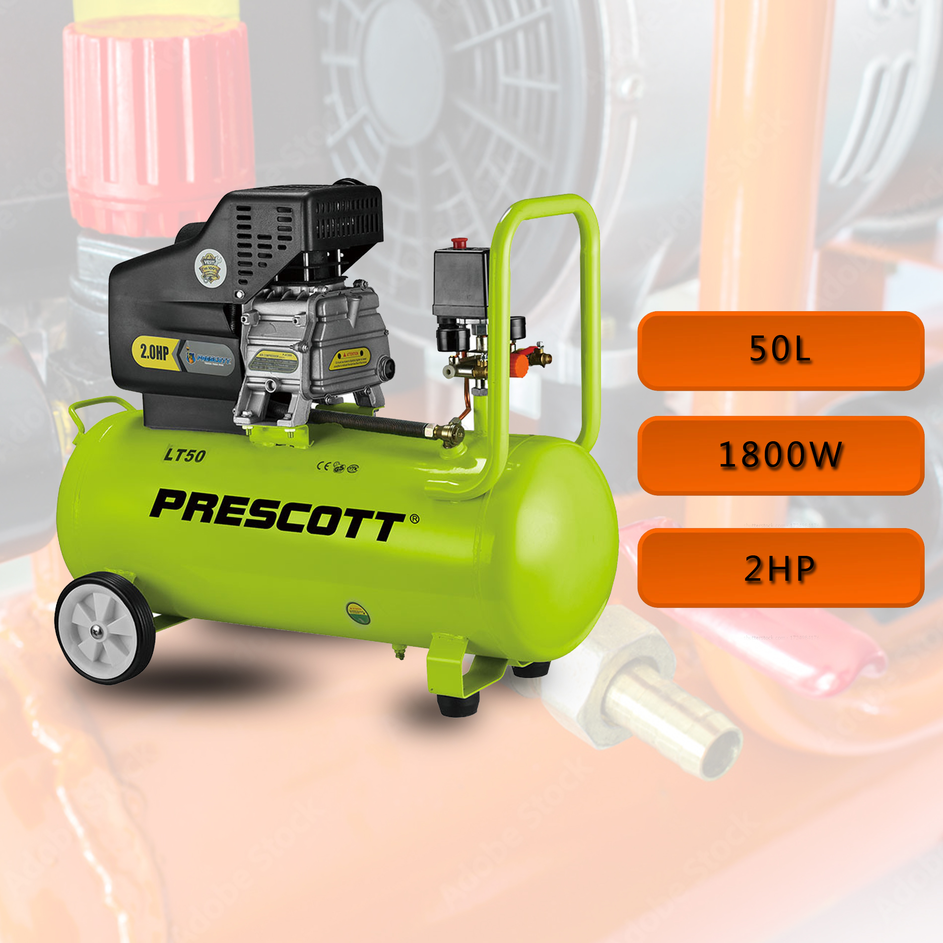 50L Air Compressor 2 - 2.5HP Prescott Heavy Duty / Garnica Surplus ...