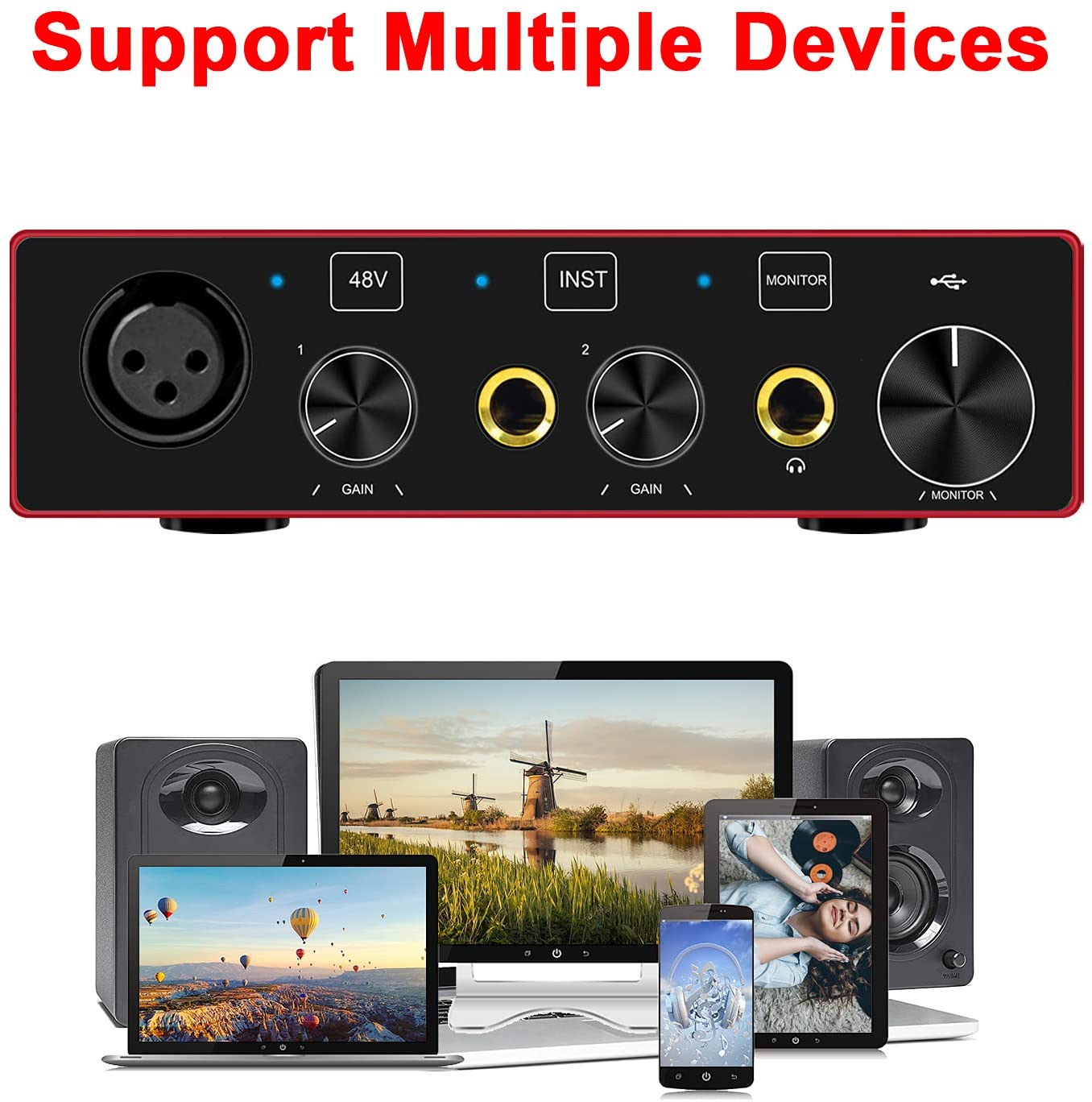 Audio Interface USB Audio Interface with Mic Preamplifier USB Audio ...