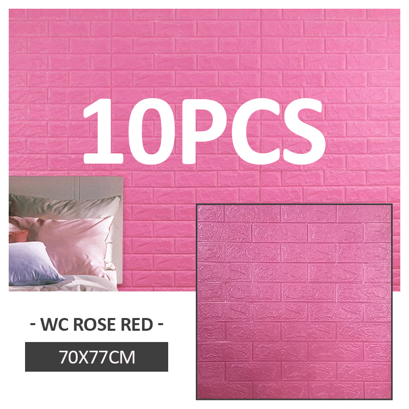10PCS/Set 70x77 Foam wallpaper bricks stone design white wall paper ...
