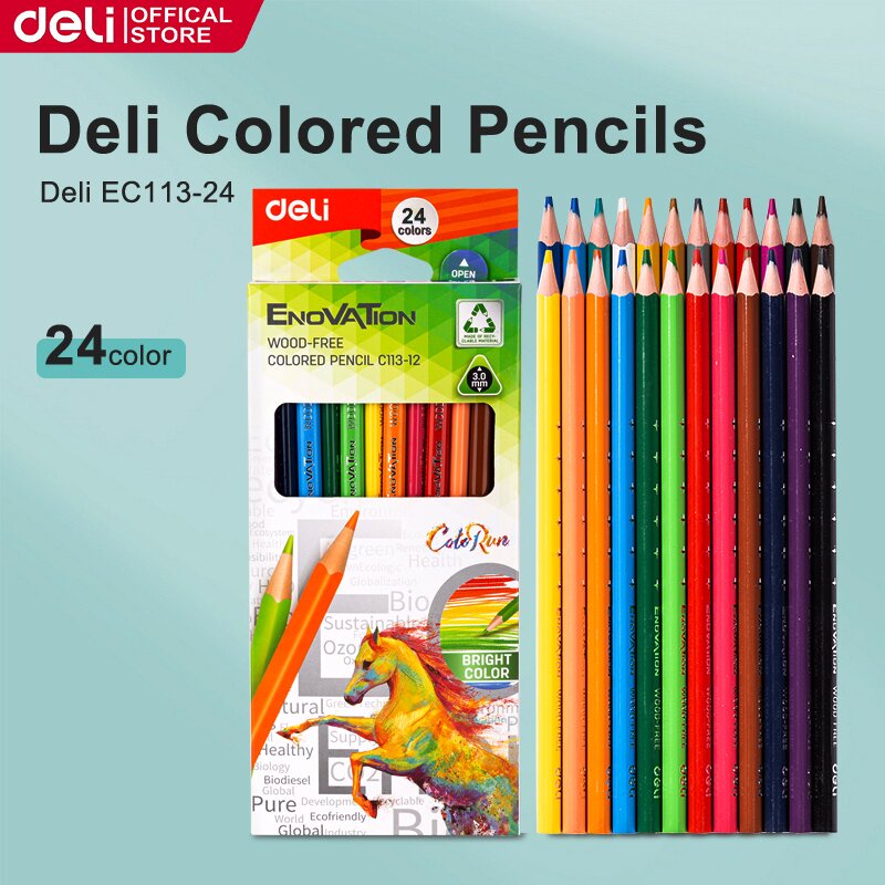 Deli 12/24 Color Pencil Set For Kids,Adults,Colored Pencil Color Lead ...