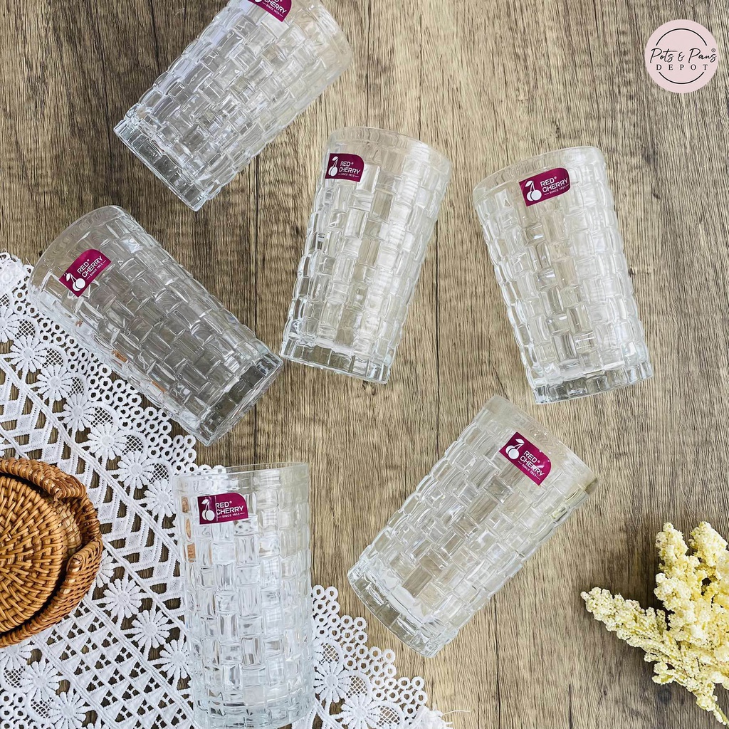 【new】 Red Cherry Glass Tumbler with Design | Lazada PH