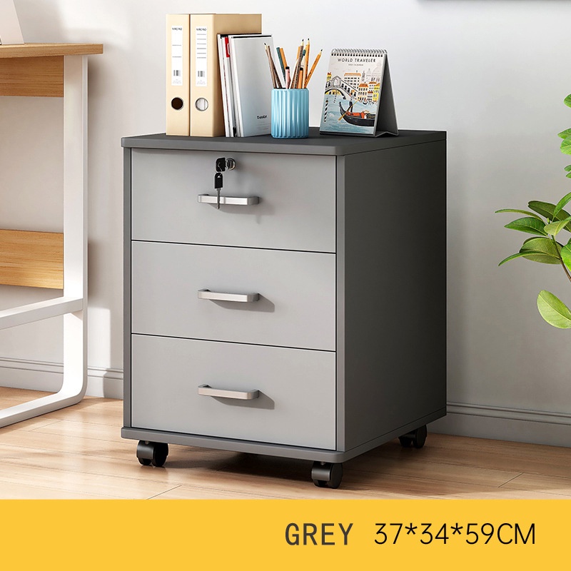 Finelife 3-layer file cabinet with lock office storage cabinet with ...