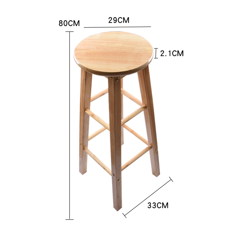 CAVALRICA Solid wood round stool household dressing stool living room ...