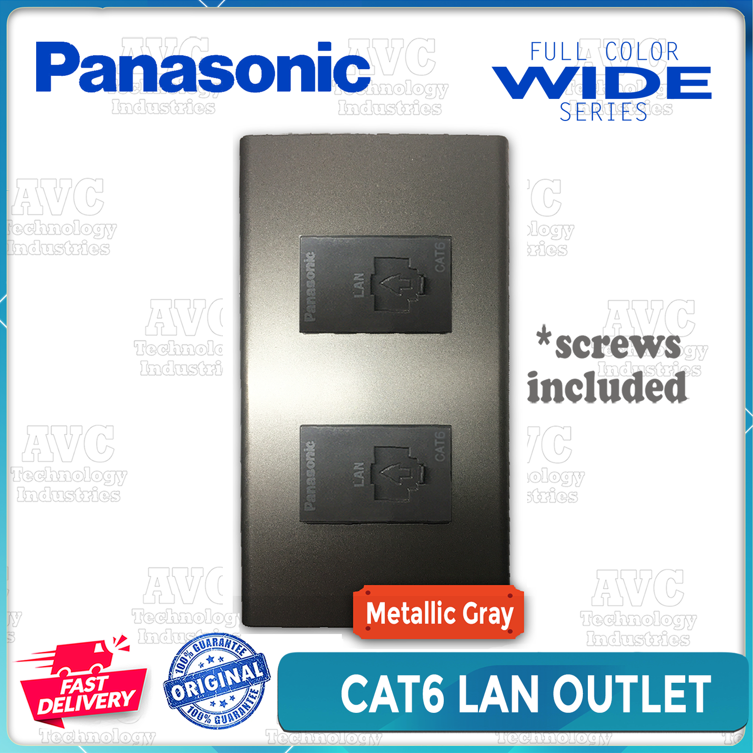 PANASONIC Wide Series CAT6 LAN Outlet WEG24886H Metallic Gray 1, 2, 3 ...