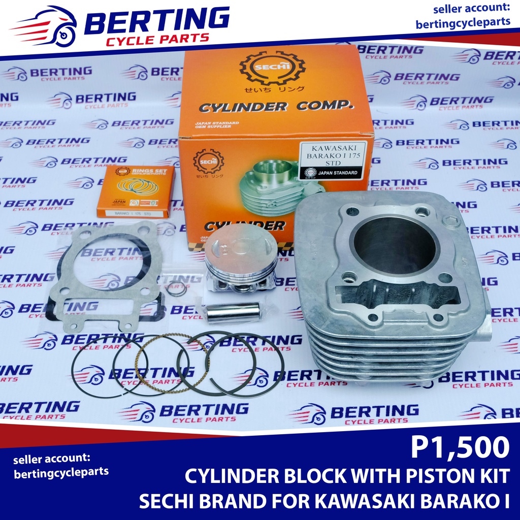 CYLINDER BLOCK WITH PISTON KIT AND GASKET Kawasaki Barako 1 Sechi Brand ...