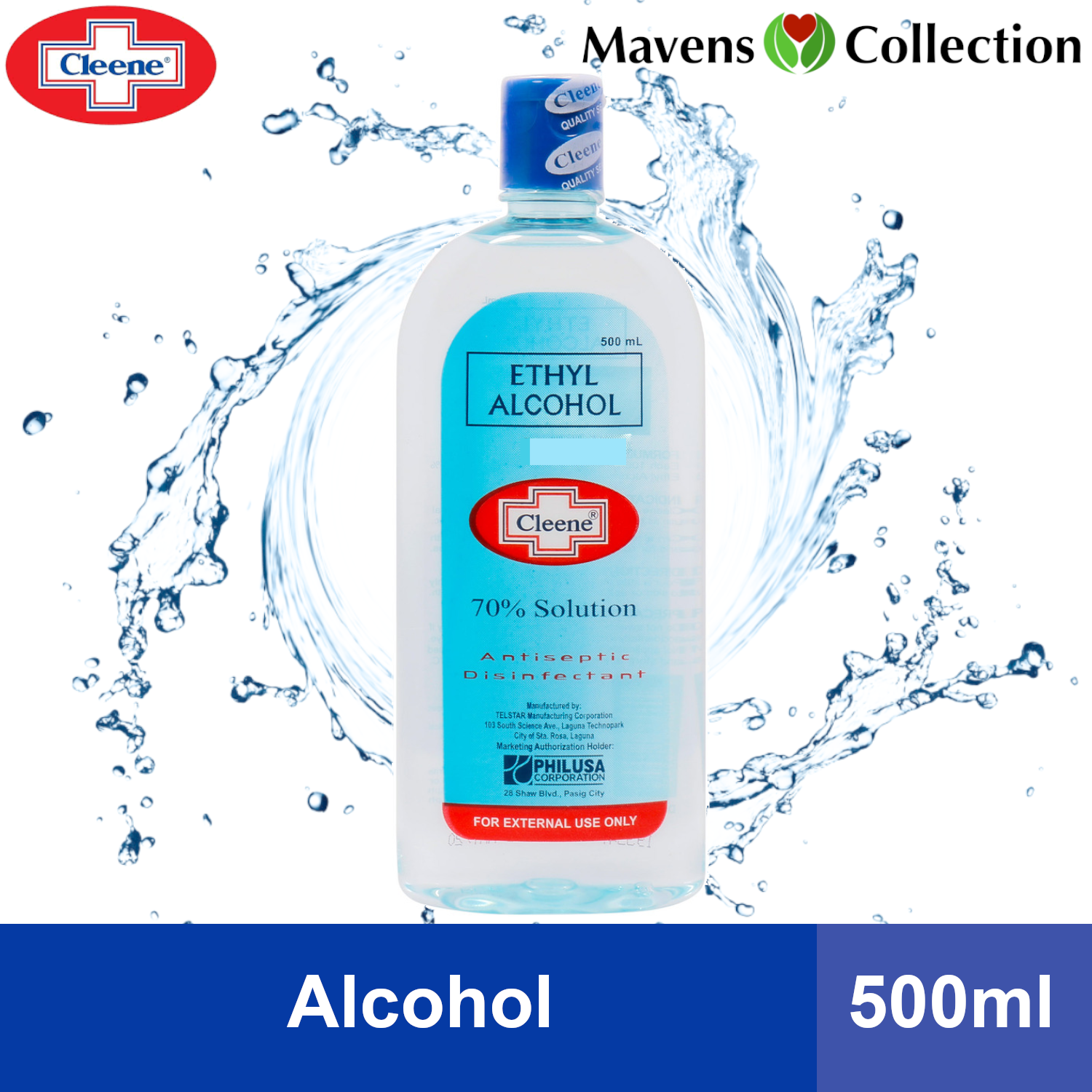 CLEENE Ethyl Alcohol 70% Solution 500ml by Mavens Collection | Lazada PH