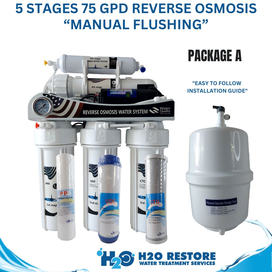 Water Purifier 5 Stages 75 GPD Reverse Osmosis Residential Reverse ...
