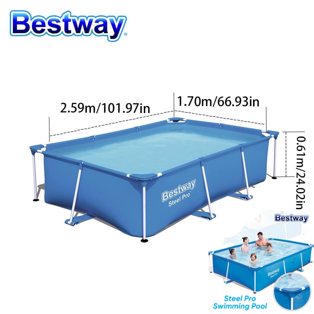 Bestway 56403 Steel Frame Swimming PoolAdult Family Size Swimming Pool ...