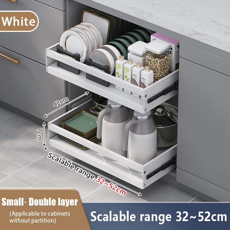 2 Pieces Kitchen Pull Out Cupboard Basket Tray Organizer 304 Thick ...