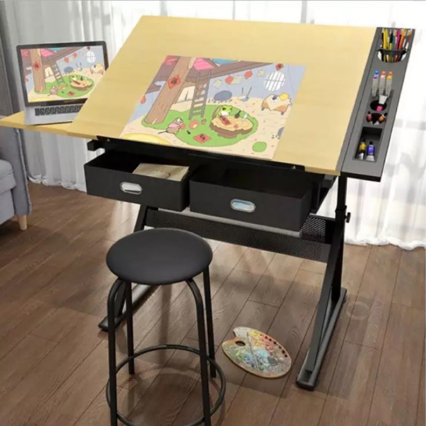 Drafting table with stool drawers and side table by Artist Loft | Lazada PH