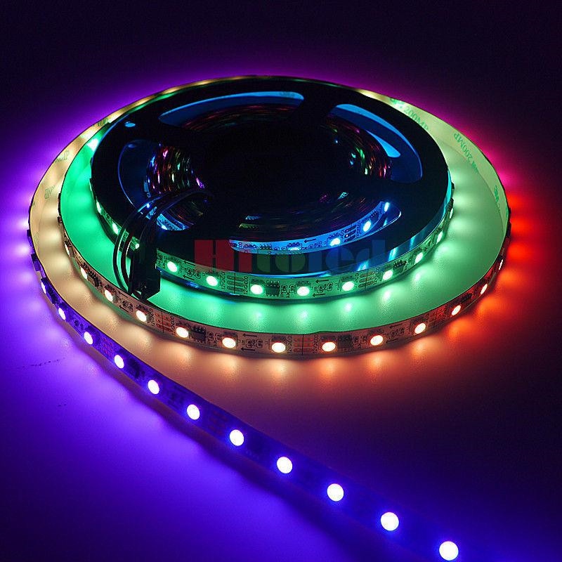 5M WS2812B 5V RGB Addressable LED Strip Black amp;White PCB 30/60/144 ...