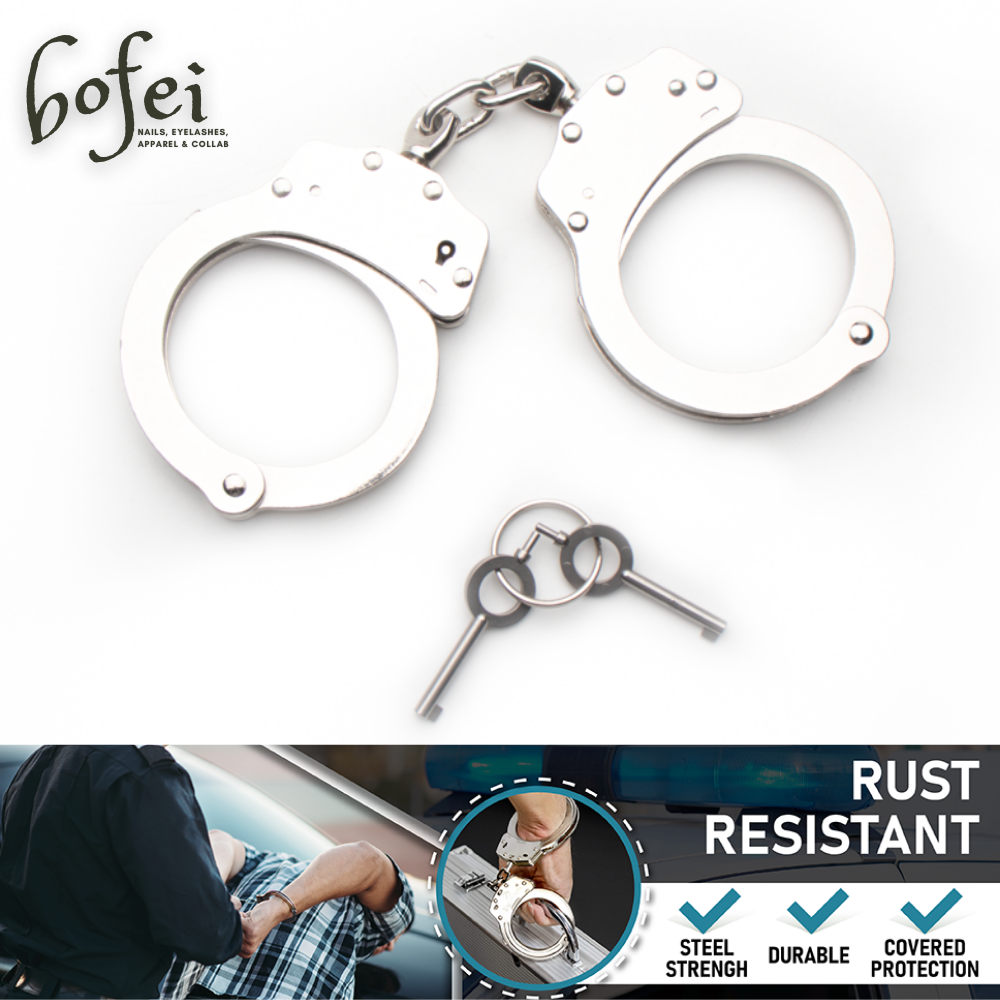 FDVU | Double Lock Nickel Plated Steel Standard Handcuffs with Two Keys ...