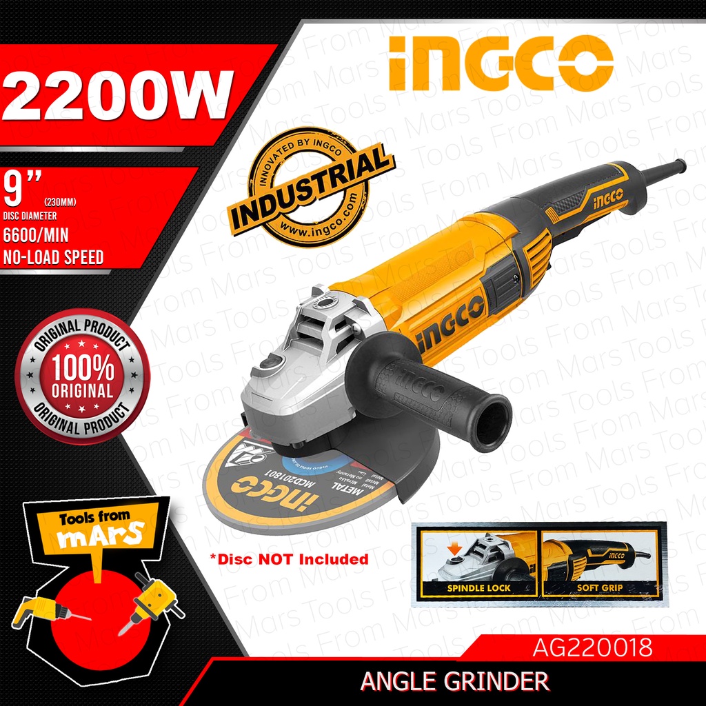 INGCO Angle Grinder 9" 2000W 6600rpm AG220018 TFM IPT | Lazada PH