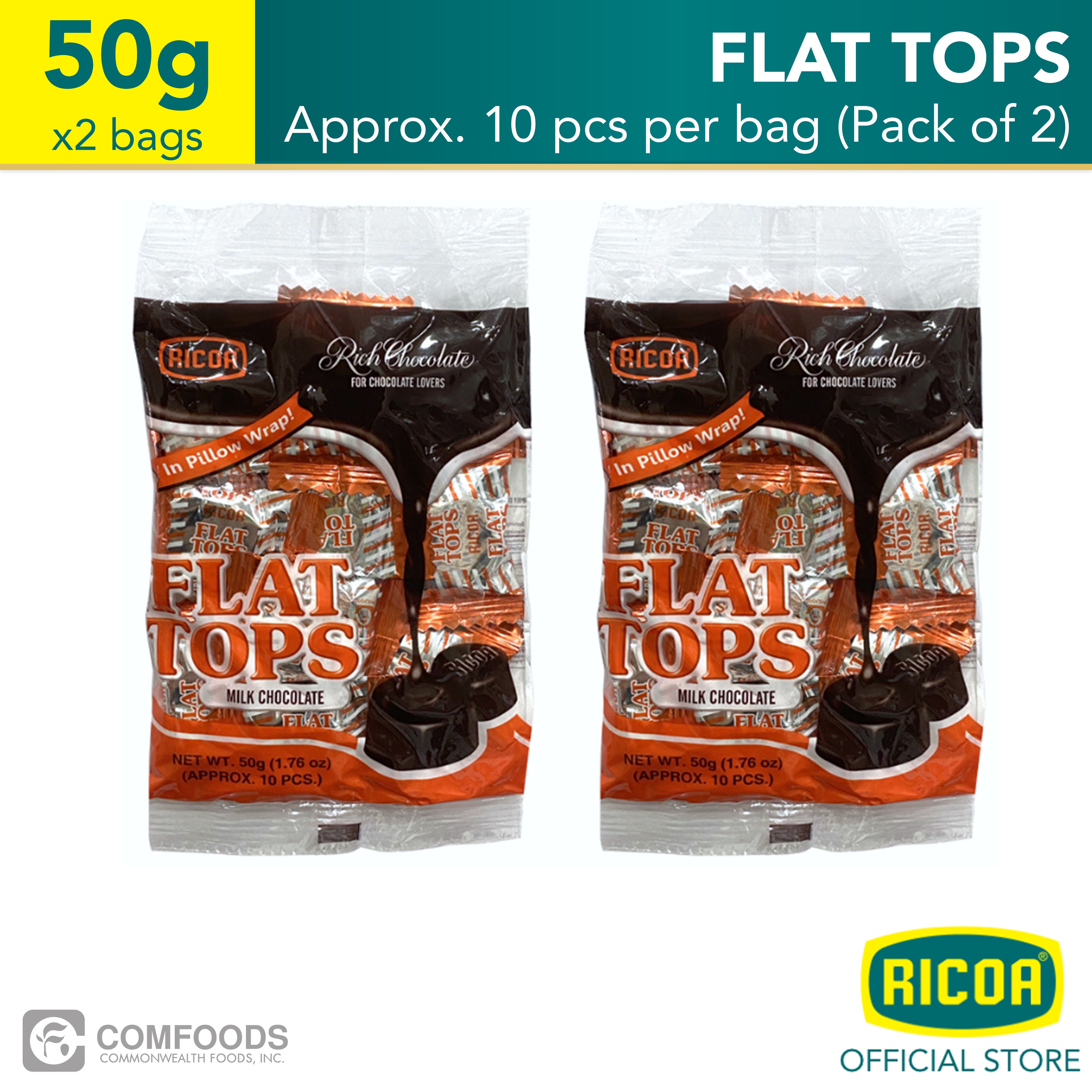 RICOA Flat Tops Milk Chocolate 50g (10s) | Lazada PH