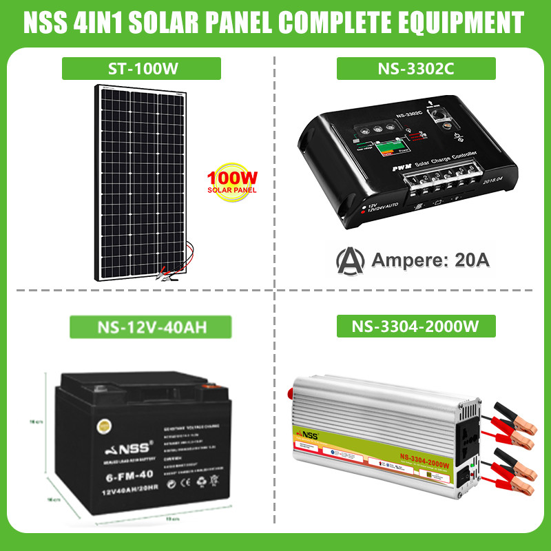 NSS 4in1 solar panel complete package set with battery solar panel ...