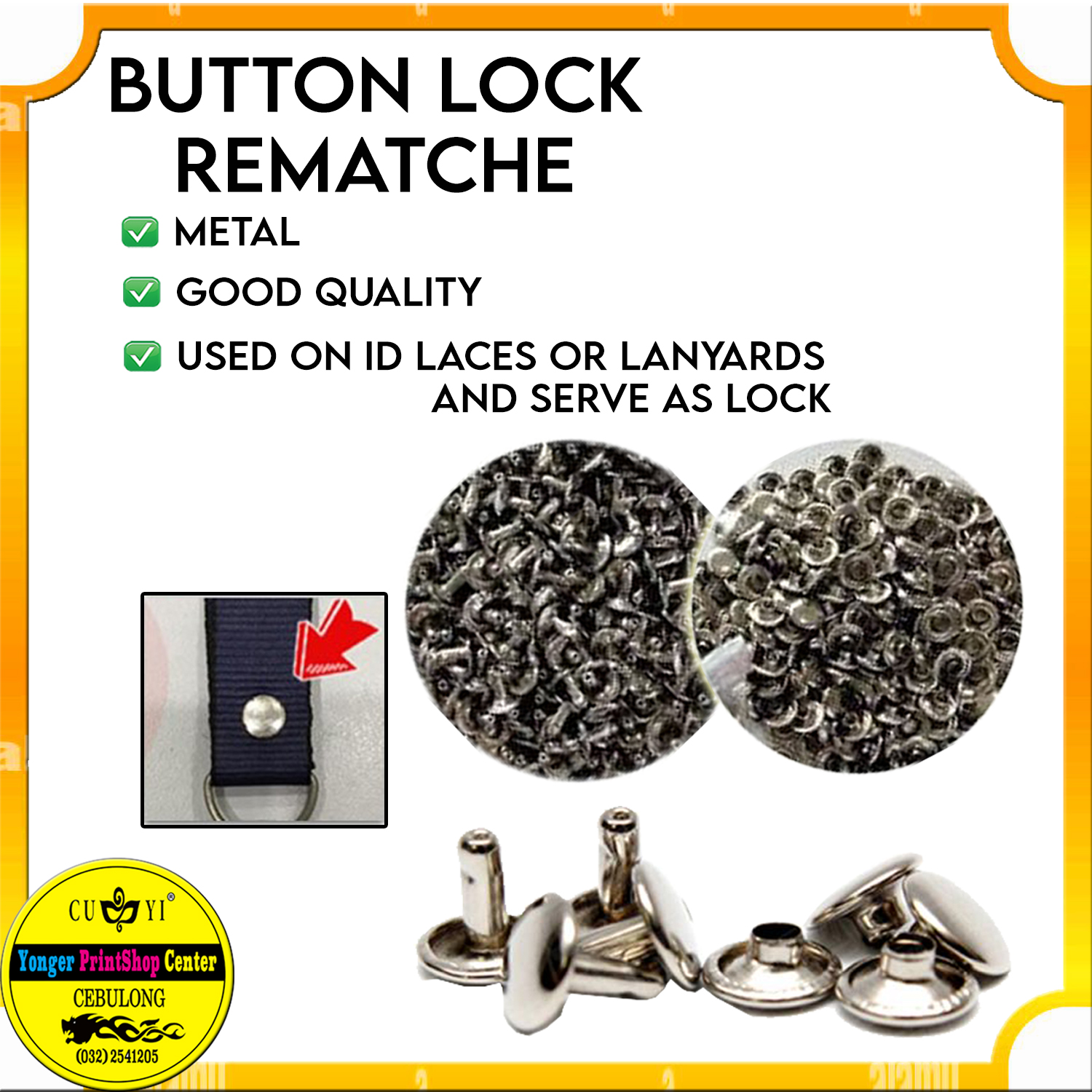 500 PCS REMATCHE (BUTTON LOCK/RIVETS) FOR LANYARD ID SLING - CEBULONG ...
