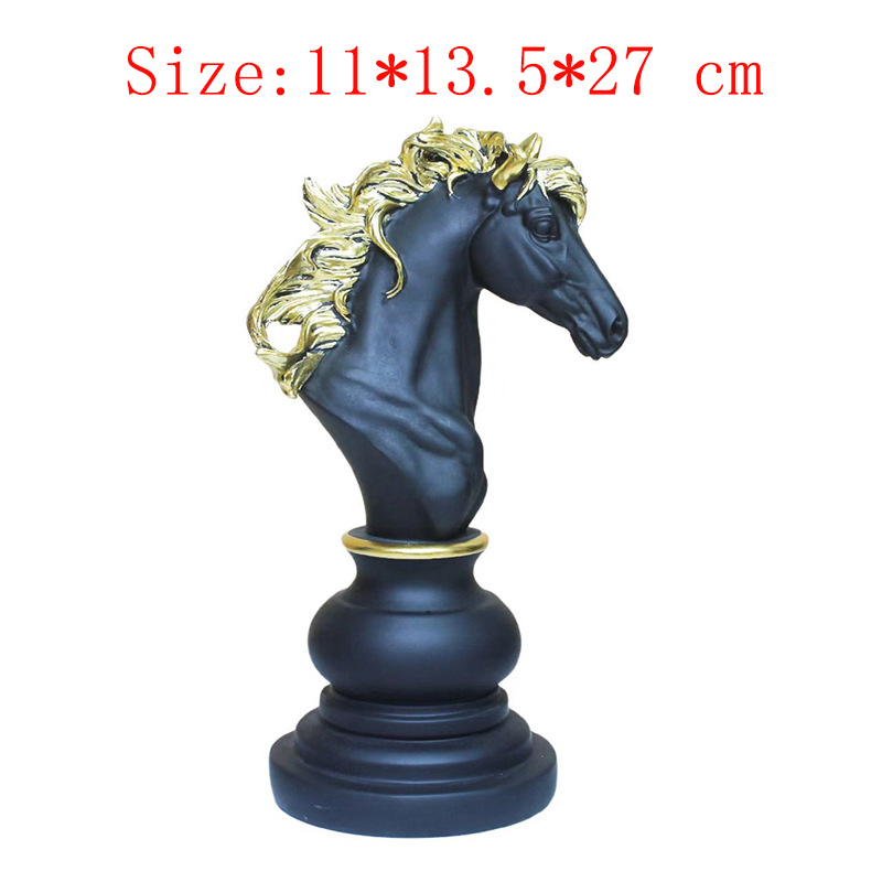 Polyresin Chess Piece Desk Statues Sculpture Decor - White with Golden ...