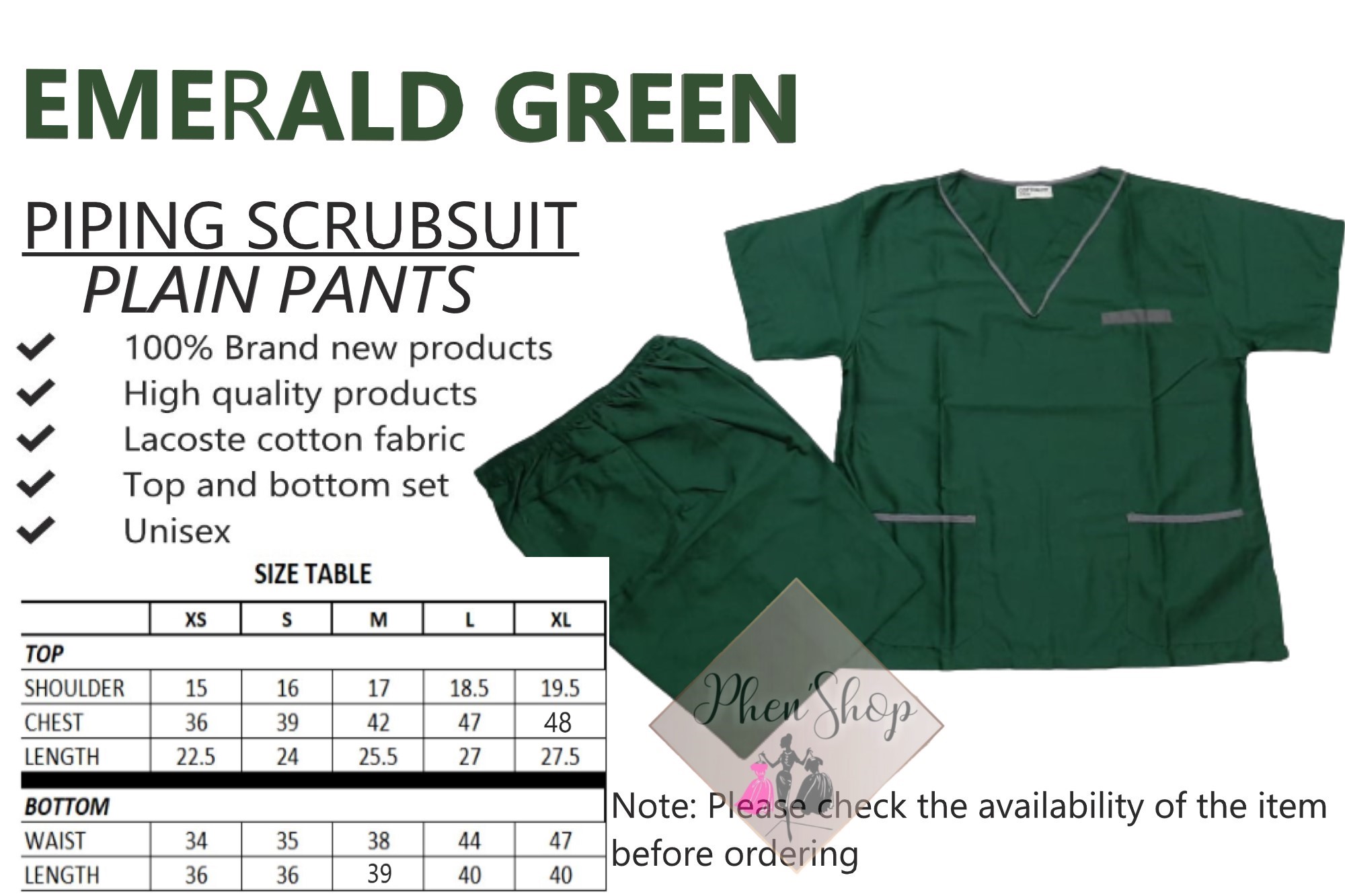SCRUB SUIT PIPING ( EMERALD GREEN ) | Lazada PH