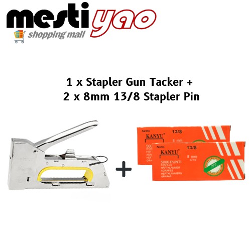 COMBO Heavy Duty Stapler Tacker + 2 x 8mm 138 Staple Refill 5000pcs ...