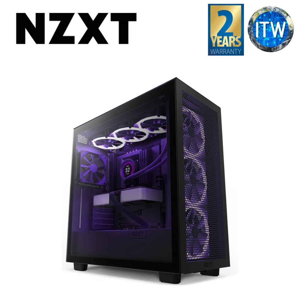 NZXT H7 Flow - Front I/O USB Type-C Port Tempered Glass Side Panel ATX ...