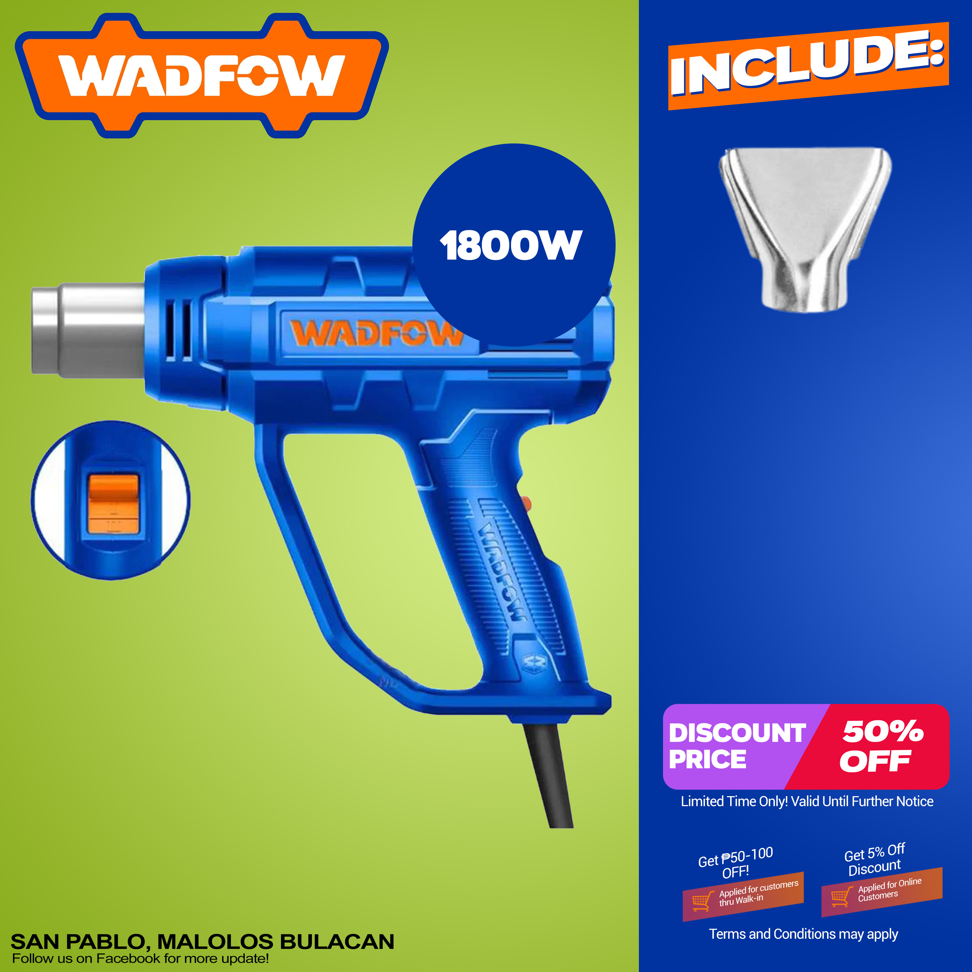 WADFOW Heat Gun Blower 1800W WHG1514 | Lazada PH