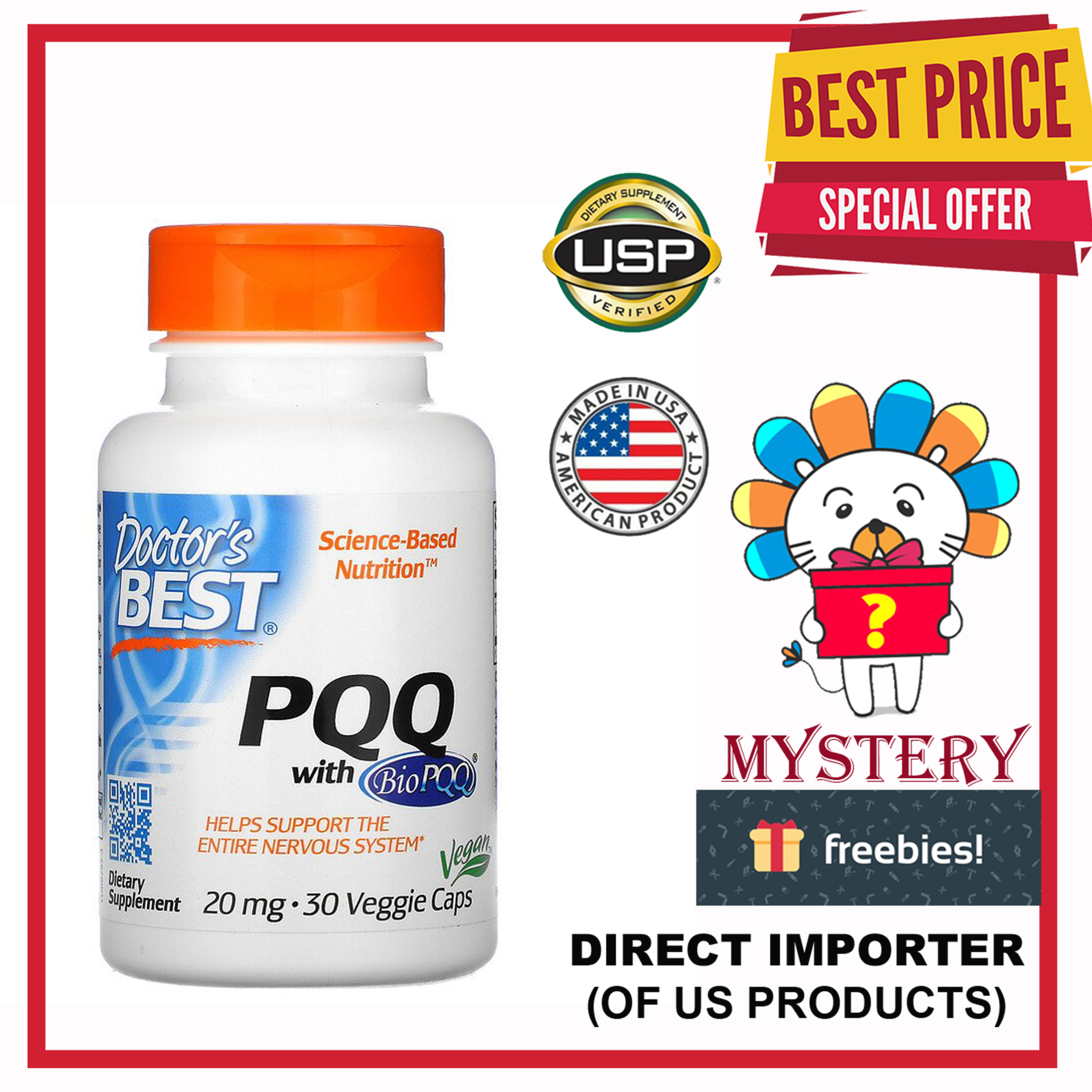 Doctor's Best, PQQ with BioPQQ, 20 mg, 30 Veggie Caps (expiry 5-2024 ...