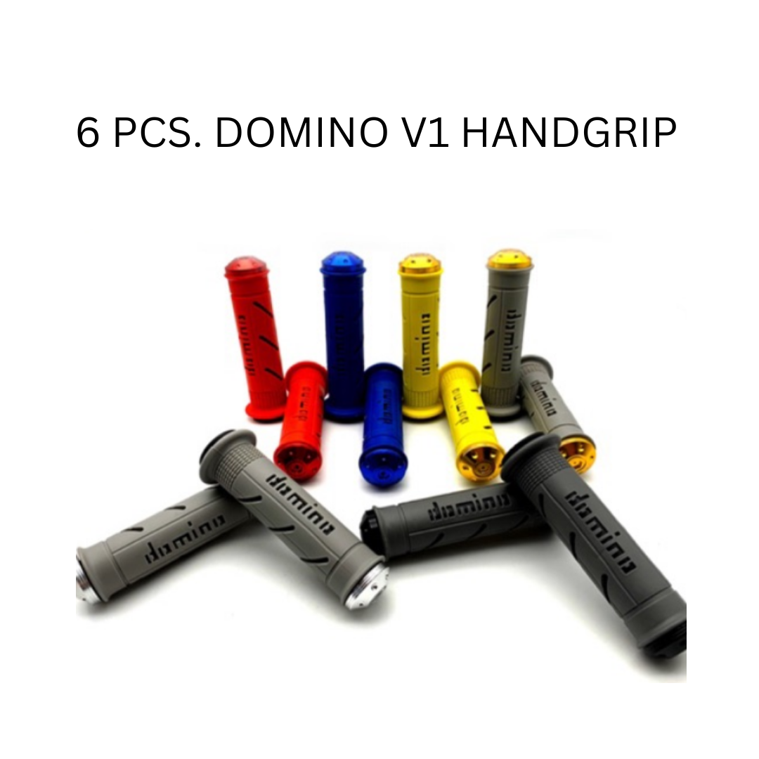 6PCS. HAND GRIP DOMINO V1 FOR MOTORCYCLE GREY WITH SILVER BAR END ...