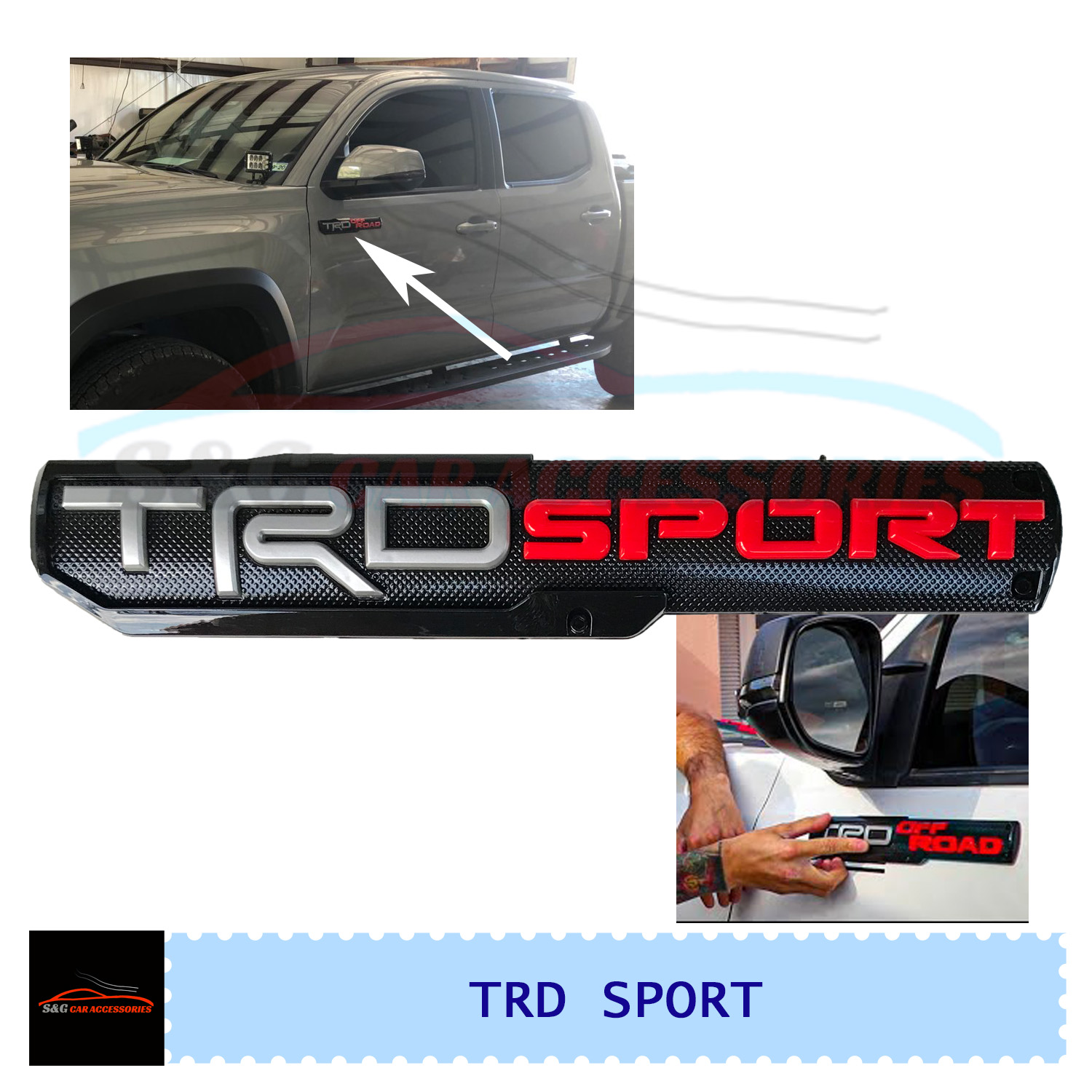 SG TRD Sport Tail Gate Emblem Badge / Door Emblem Badge / Toyota Hilux ...