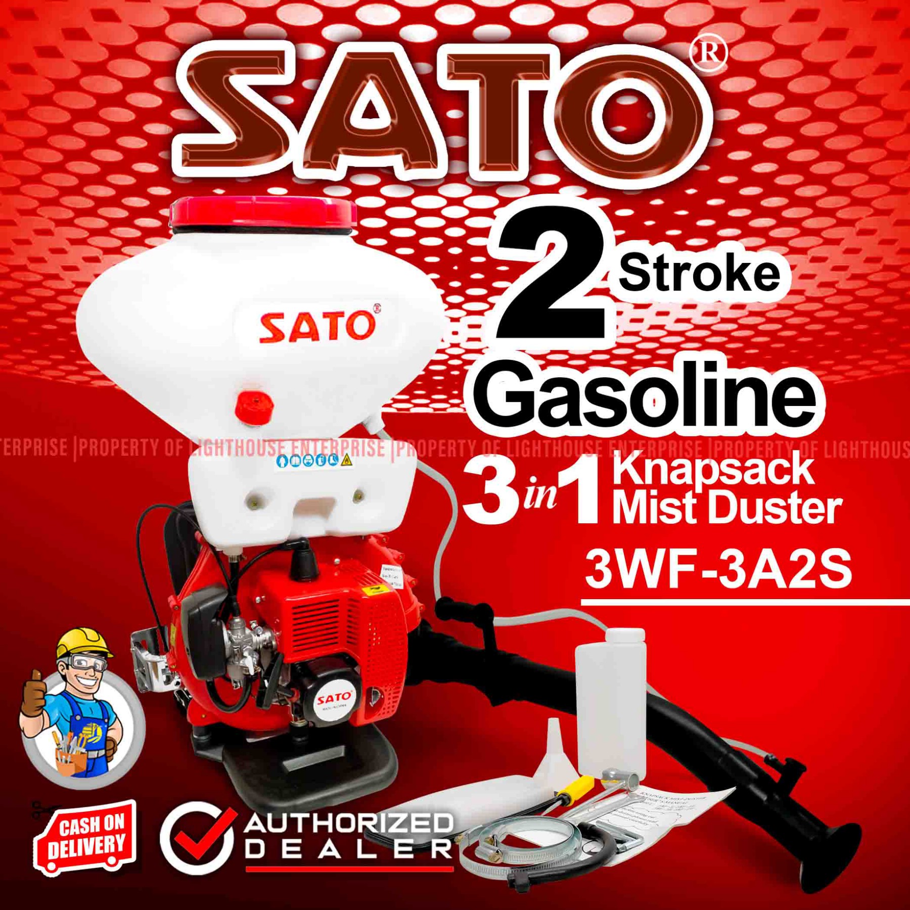 SATO 3 IN 1 Gasoline Knapsack Sprayer / Knapsack Mist Duster / Mist Blower / Knapsack Power ...