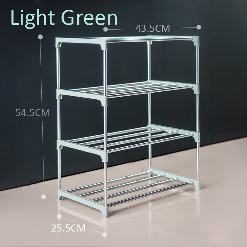 4 Layer Shoe Rack Organizer Stackable Steel Plastic Tier Multipurpose ...