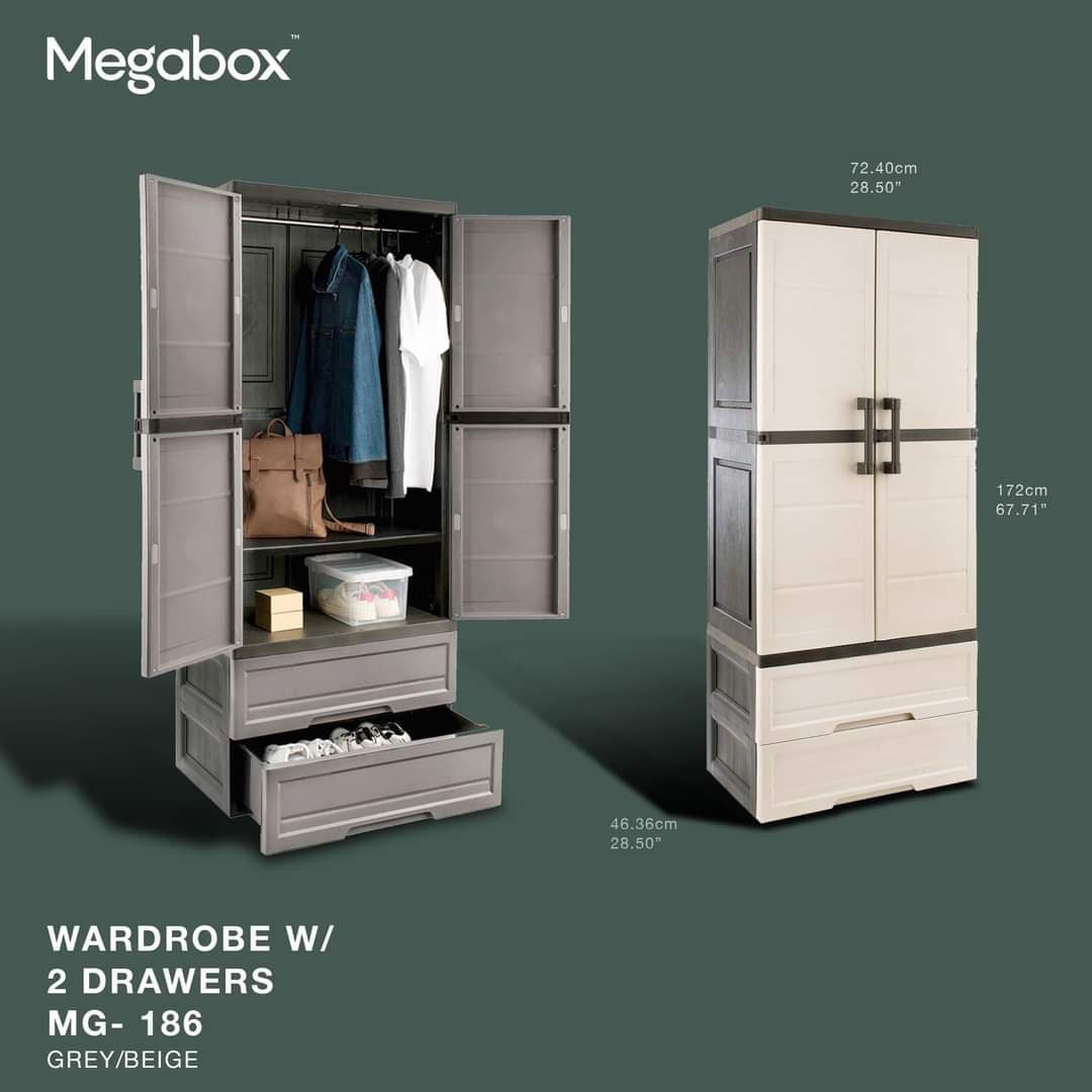 Megabox Wardrobe Cabinet with 2 Drawers MG186 ( Random Color ) | Lazada PH
