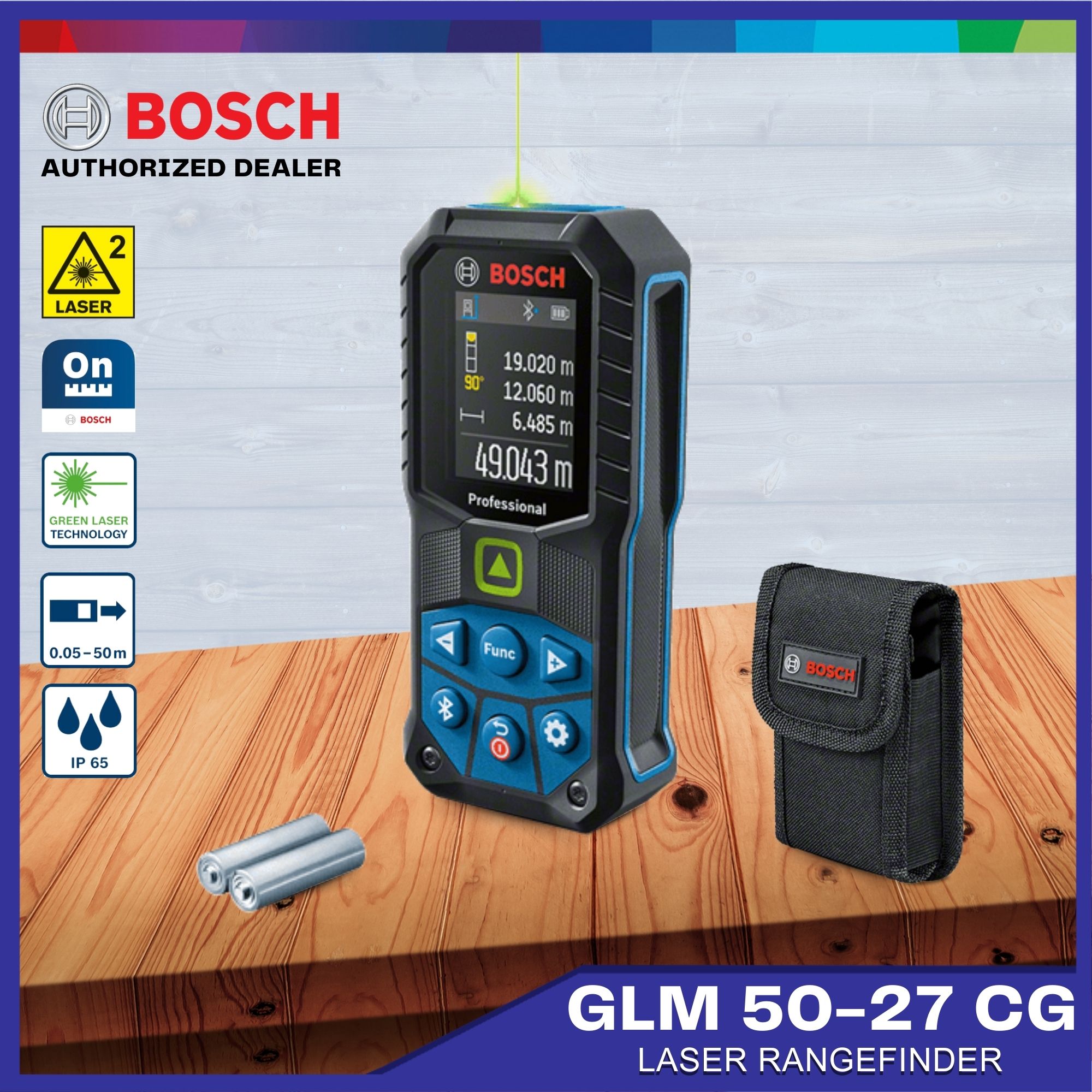 Bosch GLM 50-27 CG 50 meters range, Bluetooth, 2 x AA Laser Measure Measuring Tool - 0601072UK0 ...