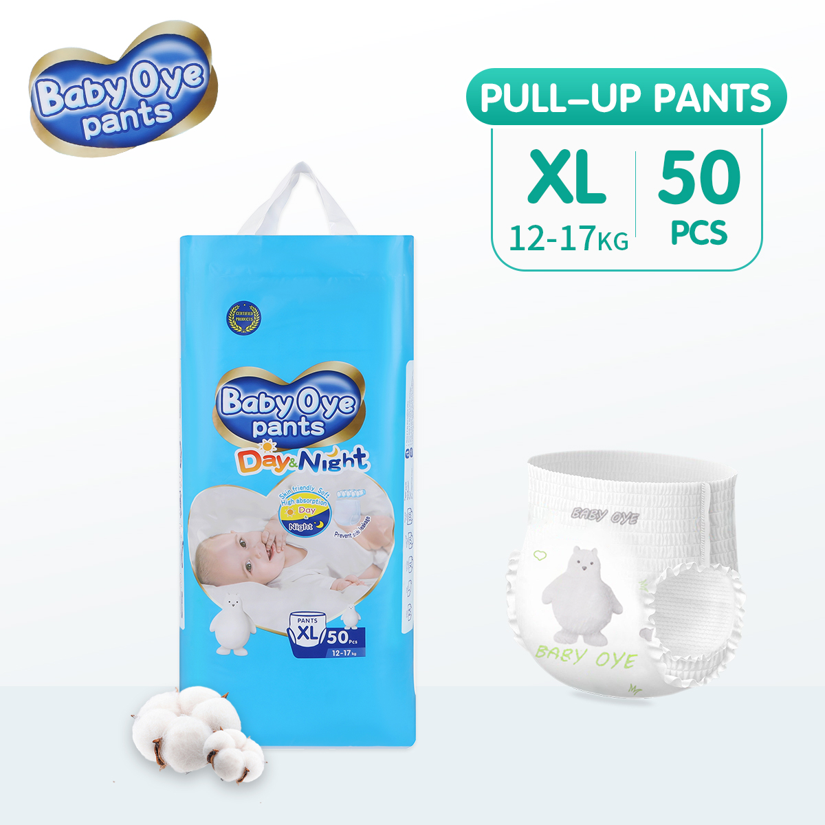 BabyOye 50pcs Baby Diaper Newborn Diaper Tape NB Small Medium Large XL XXL Disposable Korea ...