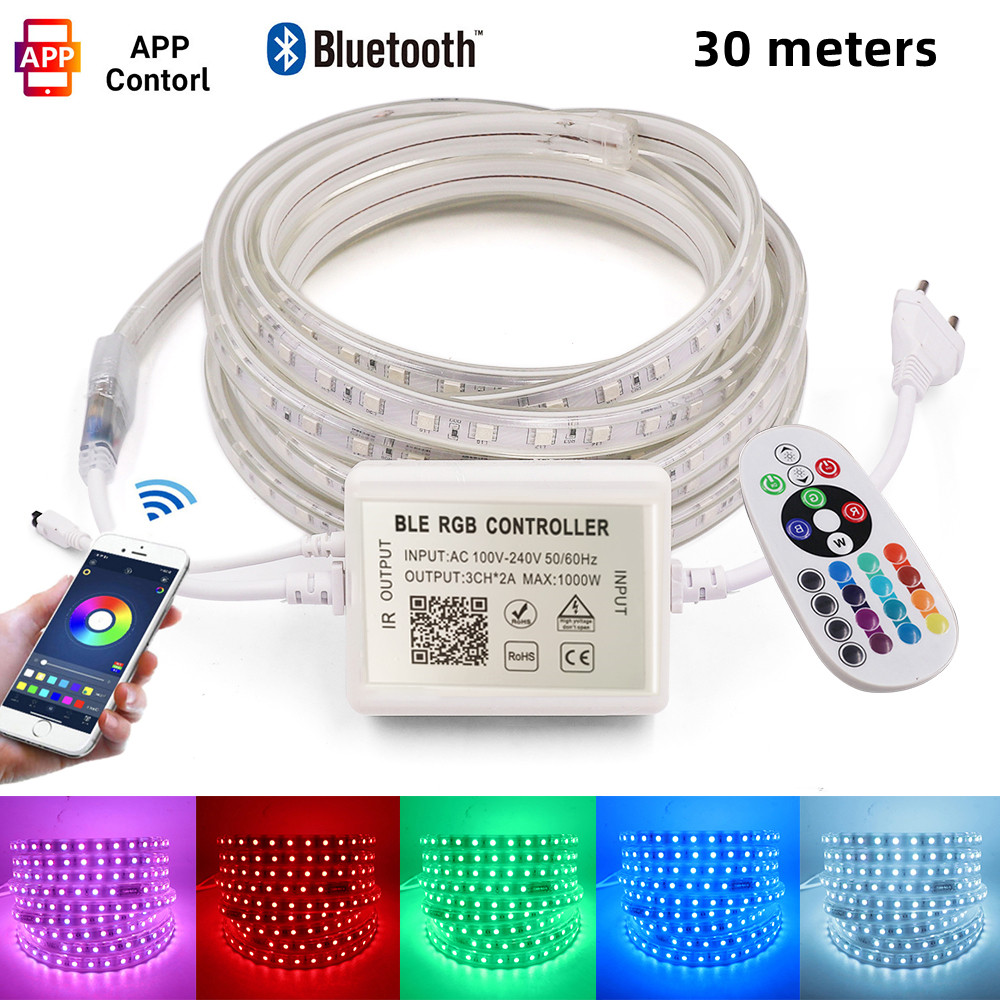 RGB LED Strip Light 220V Waterproof Flexible Lights SMD5050 Rope LED ...