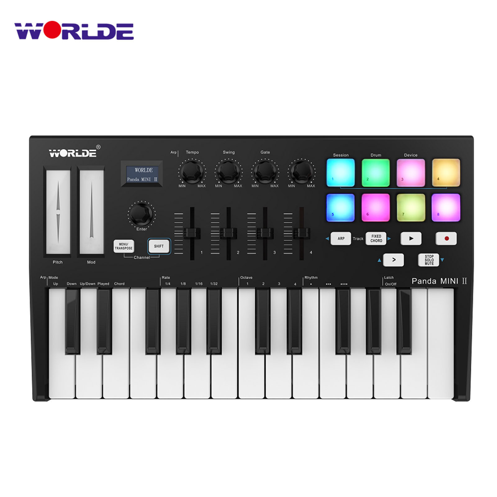 WORLDE Panda MINI II Portable 25-Key USB MIDI Keyboard Controller with ...