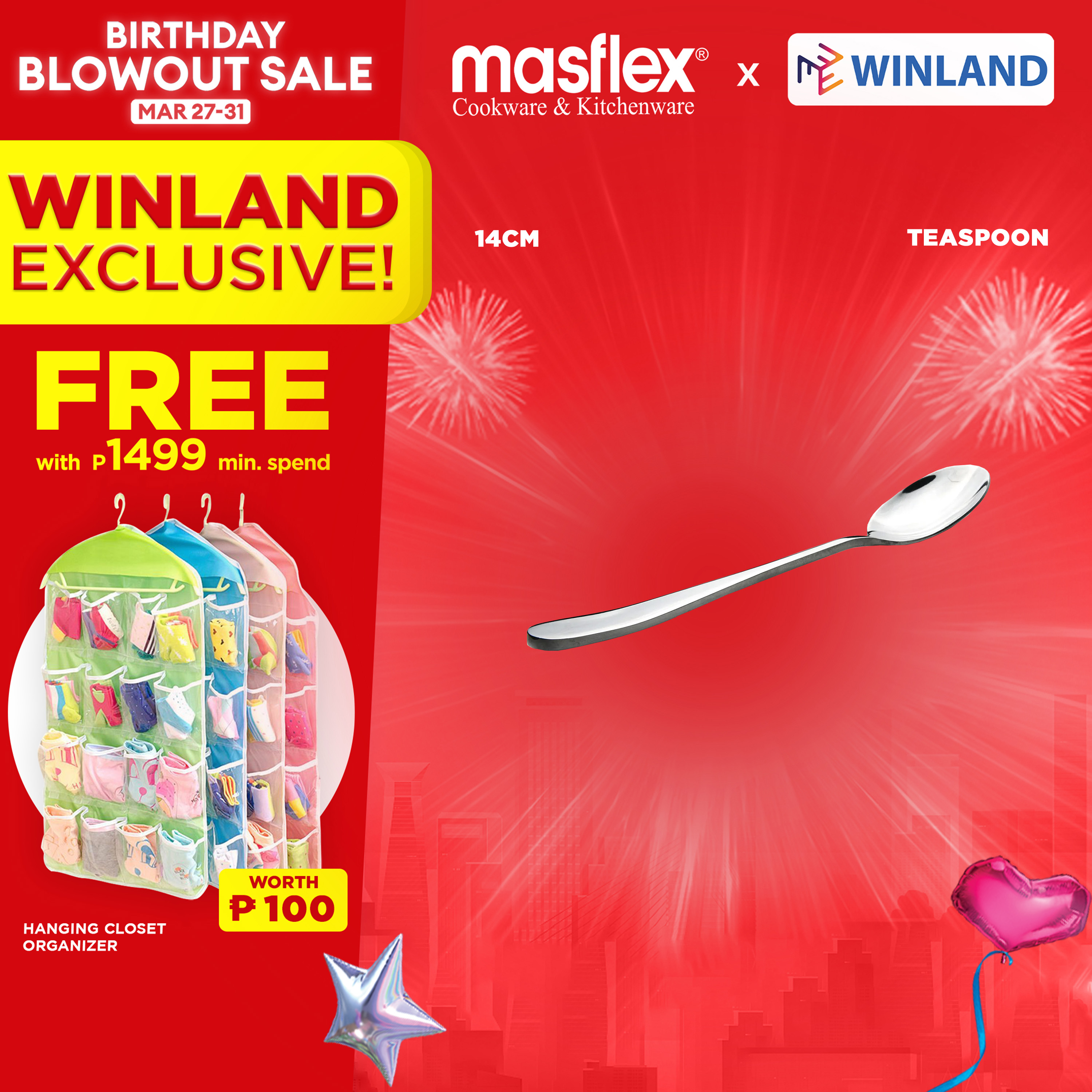 MASFLEX by Winland 14cm Stainless Steel Teaspoon Premium 3mm thickness ...