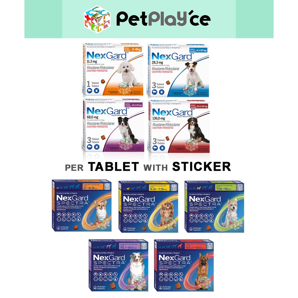 NexGard and NexGard Spectra per Tablet with Sticker Anti Tick Flea for ...