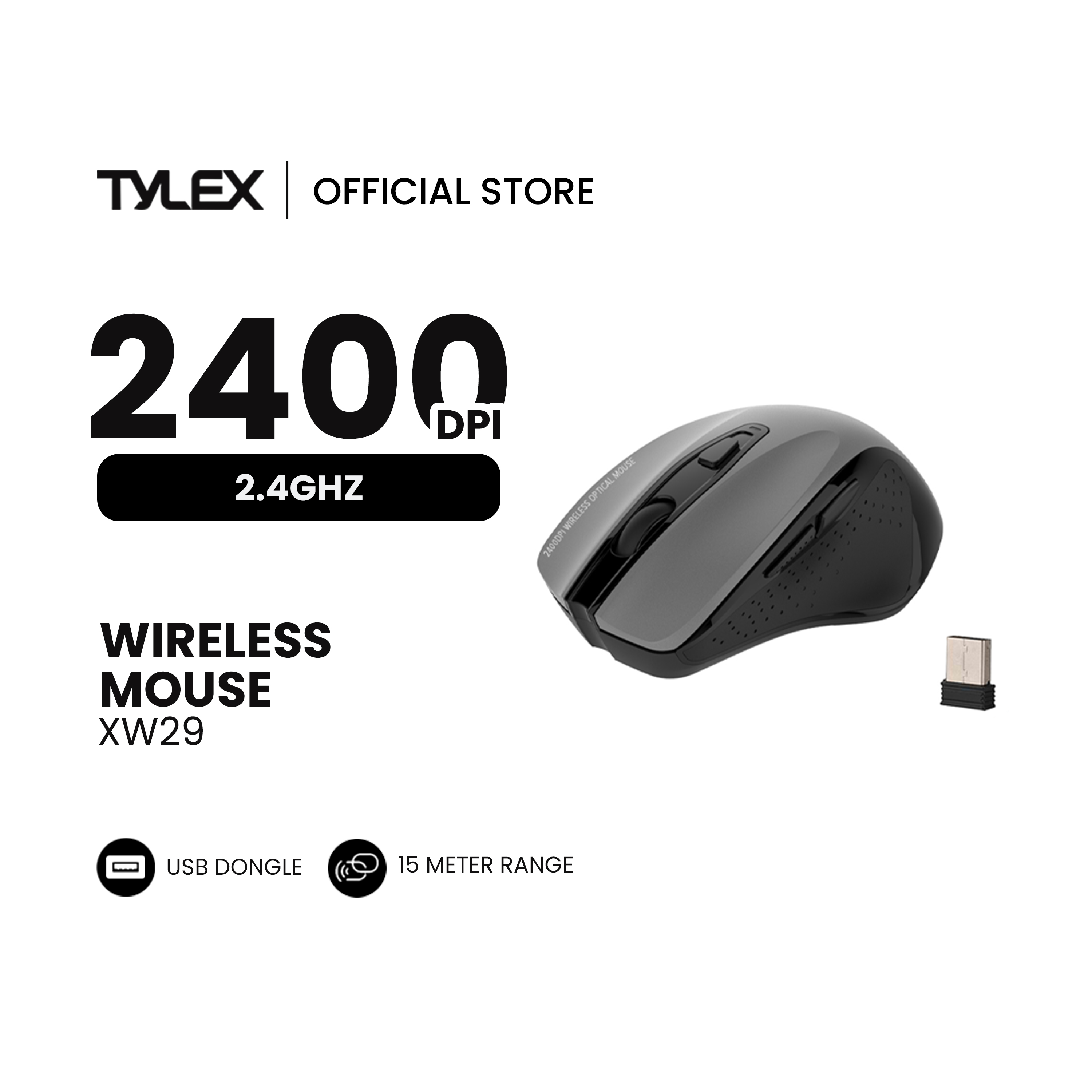 TYLEX XW29 2400DPI Wireless Optical Mouse 2.4G Technology Nano Receiver ...