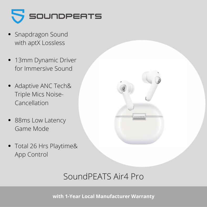 SoundPEATS Air4 Pro True Wireless Earbuds | Lazada PH