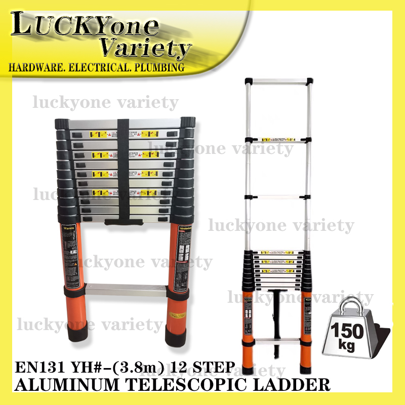 ALUMINUM TELESCOPIC LADDER (3.8M) 12 STEP EN131 YH | Lazada PH