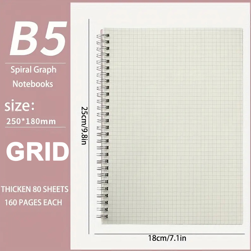 A6 A5 B5 A4 Coil Notebook 160pages Notebook Grid/Line/Blank Spiral ...