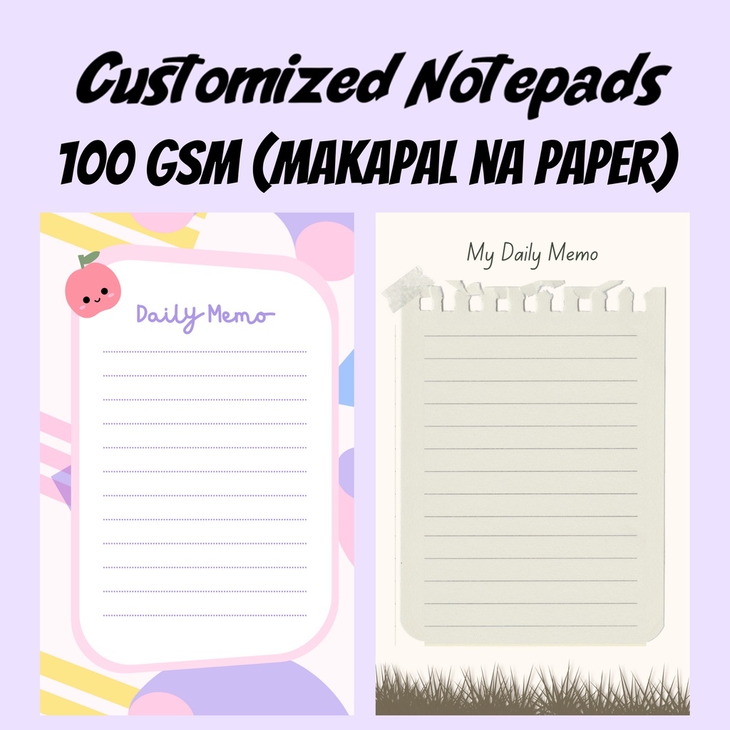 Customized Notepads 8x5 inches (100 gsm; Makapal na Paper) David Merch ...