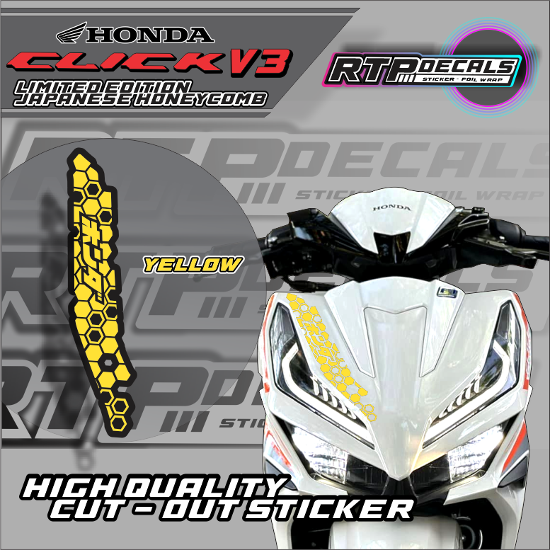 HONDA CLICK V3 LIMITED EDITION JAPANESE HONEYCOMB FRONT DECALS STICKER ...