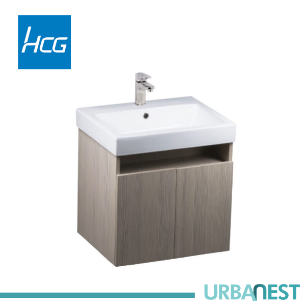 HCG Osiris LCA6053WH DK Wall hung vanity cabinet with ceramic lavatory ...